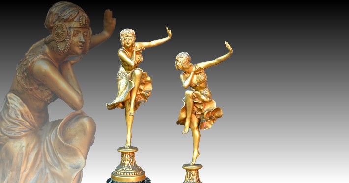 1930.fr Colinet Hindu dancer - Art deco sculptures bronze clocks vases